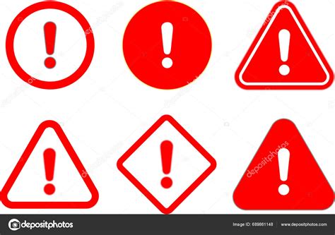 Red Caution Danger Warning Signs Icons Set Vector Exclamation Marks Stock Vector By ©khizar786