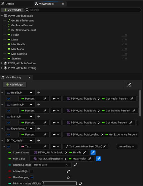 Check The Viability And Implement Umg Viewmodel For Attributes Issue Lucoiso Ueproject