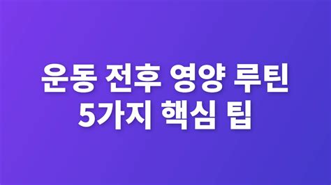 운동 전후 영양 루틴 5가지 핵심 팁 Agitcamp 인사이트