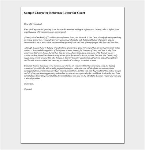 Sample Personal Character Reference Letter For Court Classles Democracy