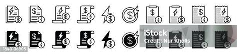 전기 요금 가는 선 아이콘입니다 전기 요금 청구서 영수증 아이콘 기호입니다 벡터 일러스트 레이 션 전기 연료 및 전력 생산에