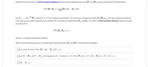 Solved Recall From Lecture That The Total Variation Distance