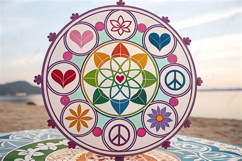 Vibrant Mandala With Symbols Of Love Peace And Unity In A Circular