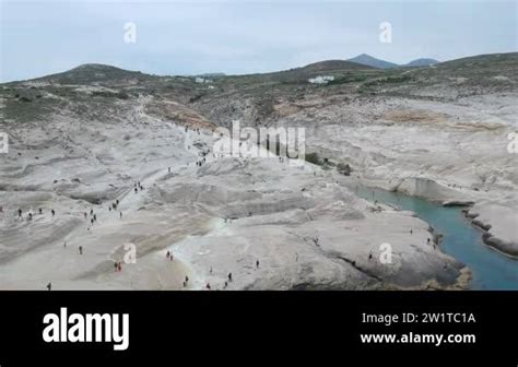 Milos Greece Sarakiniko Beach And Caves View From The Drone With