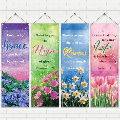 Kedemas 4 Pcs Church Banners With Scripture Inspirational