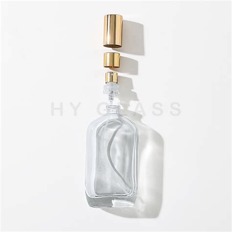 Custom 100ml Flat Glass Perfume Bottle With Spray Pump Lid