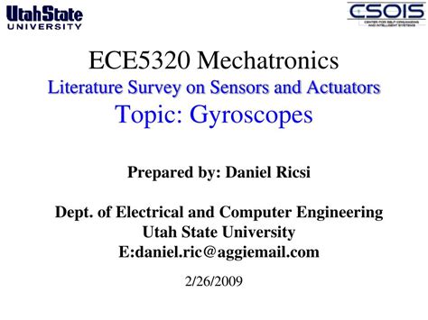 Ppt Ece5320 Mechatronics Literature Survey On Sensors And Actuators