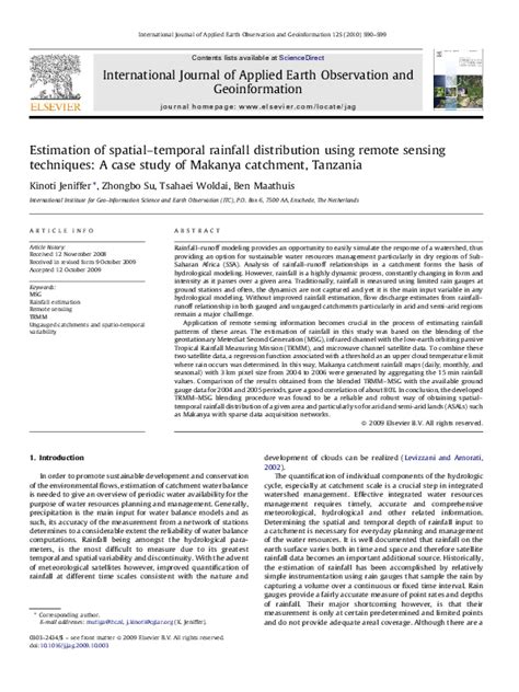 Pdf Estimation Of Spatial Temporal Rainfall Distribution Using