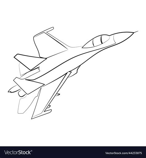 Sukhoi Su 27 Flanker Minimalist Line Drawing Vector Image