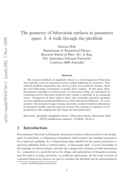 Pdf The Geometry Of Bifurcation Surfaces In Parameter Space I A