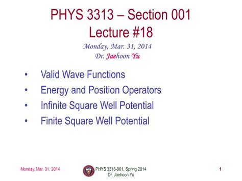 Ppt Phys 3313 Section 001 Lecture 18 Powerpoint Presentation Free