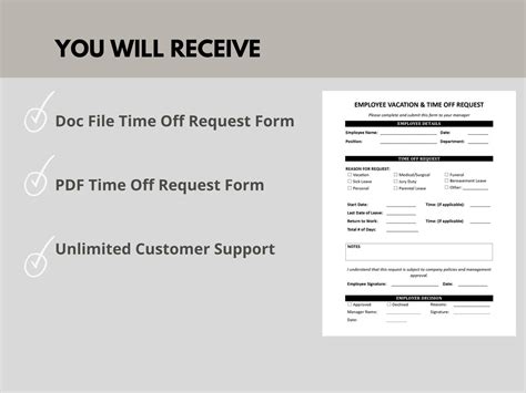 Fillable Employee Time Off Request Form Printable HR Template For Businesses Offices HR
