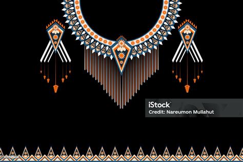기하학적 민족 동양 패턴 전통 패션 여성을위한 꽃 목걸이 자수 디자인배경 벽지 의류 및 포장 0명에 대한 스톡 벡터 아트 및 기타 이미지 Istock
