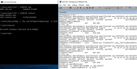 Windows How To Break On A Clipboard Operation In Cmdexe With Ida