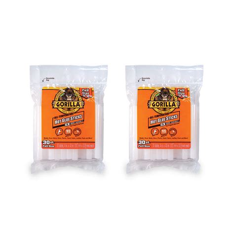 Gorilla Hot Glue Sticks Full Size 4 Long X 43 Diameter 30 Count