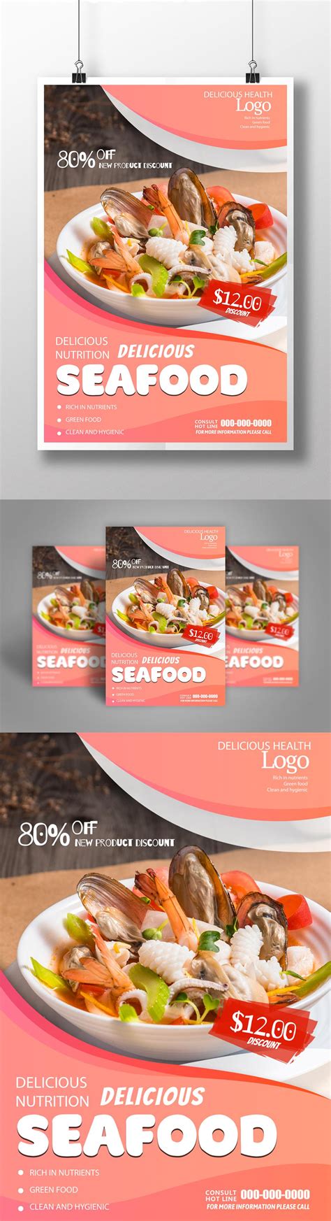Cartel De Flyer De Comida Deliciosa Línea Fresca Descarga Plantilla
