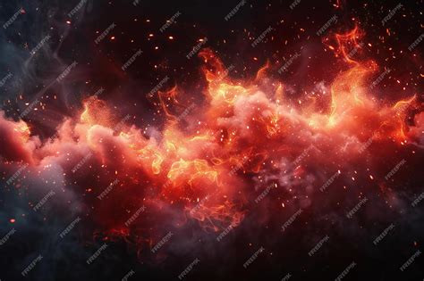 Red Fire Sparks Burning On A Black Background Fire Ember Particles With