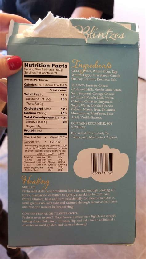 Trader Joes Cheese Blintzes Calories Nutrition Analysis And More