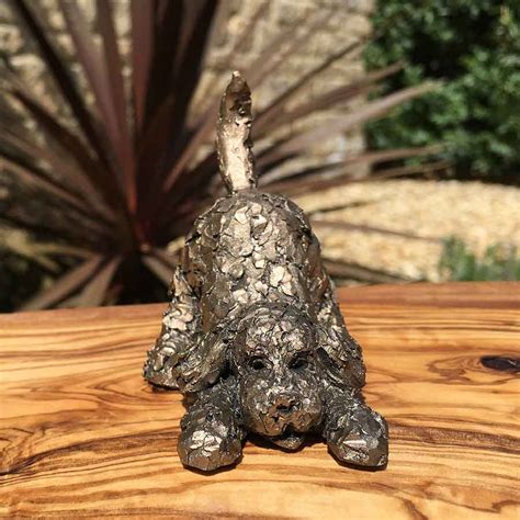 Mischief Cockapoo Playing Frith Bronze Sculpture Con Amore