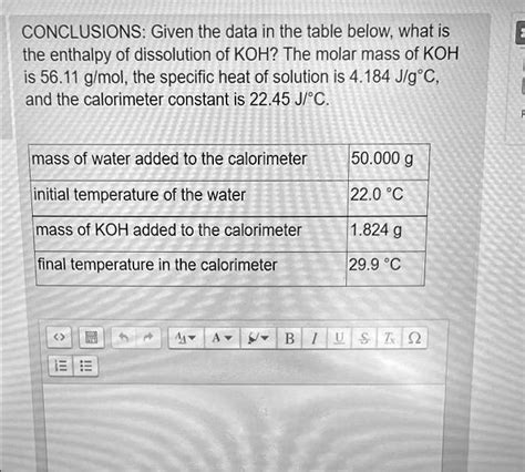 solved conclusions given the data in the table below what is the