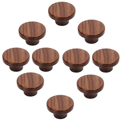 Hdjnal 10pcs Walnut Wood Knobs 40mm Round Wood Drawer Knobs Cabinet