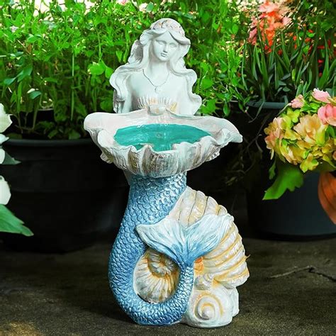 Teaeeno Outdoor Mermaid Decor Garden Statues With Solar