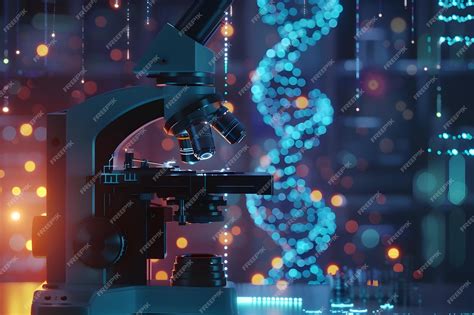 Dna Through Advanced Microscope In Futuristic Lab Premium Ai Generated Image