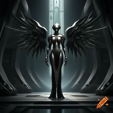 Futuristic Synthetic Human With Black Metal Body In Dark Room On Craiyon