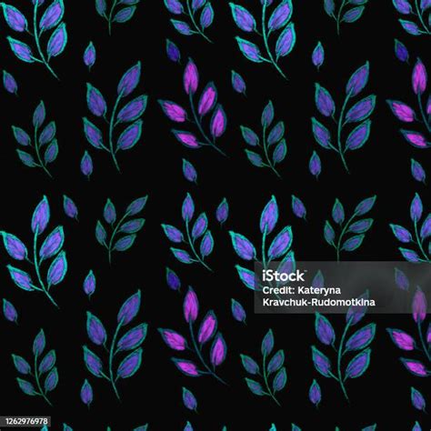 검은 색 배경에 파란색과 분홍색 색상의 가지와 꽃 무늬 여름과 봄 무늬 직물 직물 인쇄 벽지 포장 디자인 0명에 대한 스톡 벡터 아트 및 기타 이미지 Istock