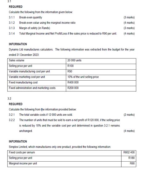 Solved REQUIRED Calculate The Following From The Information Chegg