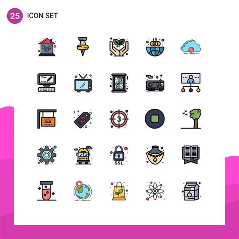Set Of 25 Modern Ui Icons Symbols Signs For Sync Cloud Eco Globe