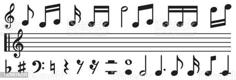 음악 노트 세트 음악 시뮬레이션 음악 노트 아이콘 검은 고음 음표 주의 날카로운 자연 평면 측정 바 지팡이 및 기타 음악 노트 아이콘 주식 벡터 음악에 대한 스톡 벡터 아트