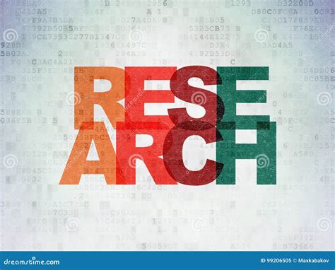 advertising concept research on digital data paper background stock
