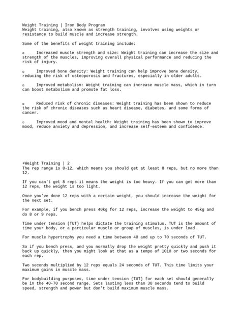 3 Iron Program Part 2 Pdf Strength Training Clinical Medicine