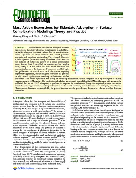 Pdf Surface Complexation Modeling Hydrous Ferric Oxide F M