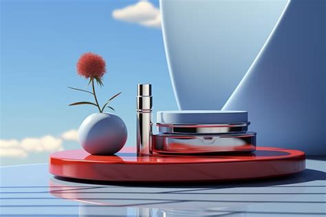 Premium Photo Unbranded Cosmetic Products On Geometric Platforms