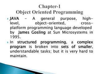 Introduction to Java -unit-1 | PPTX