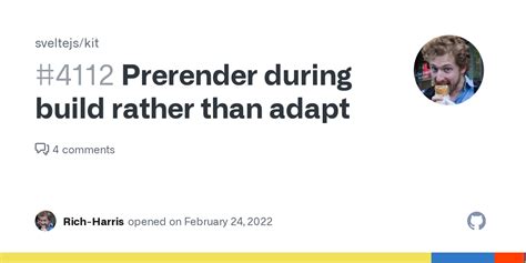 Prerender During Build Rather Than Adapt · Issue 4112 · Sveltejskit