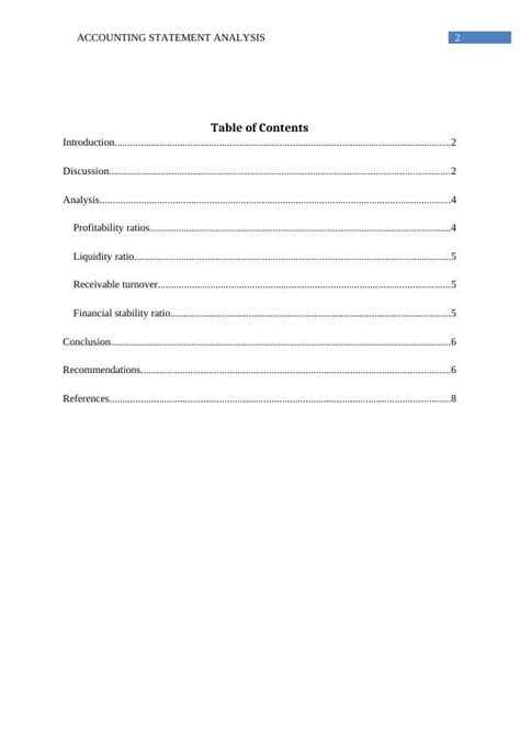 Report On Accounting Statement Analysis