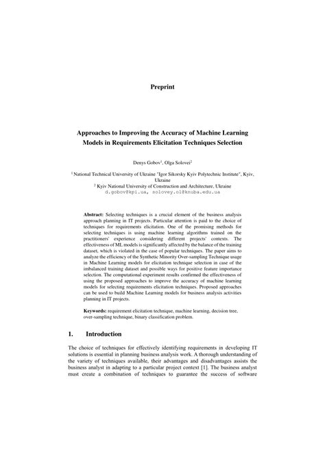 Pdf Approaches To Improving The Accuracy Of Machine Learning Models