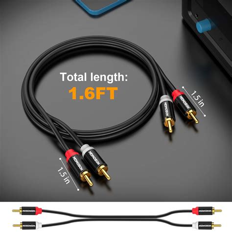 Hosongin Short Rca Stereo Audio Cable 16ft