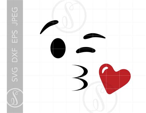 Emoji Kiss Face Svg Emoji Kiss Face Clipart Emoji Kiss Face Silhouette Cut File Emoji Kiss Face