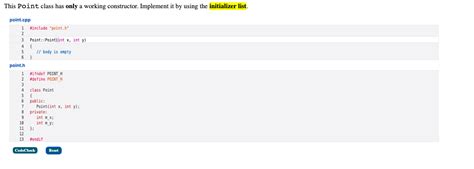 Solved This Point Class Has Only A Working Constructor