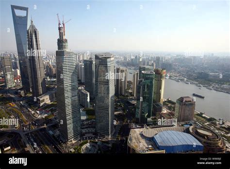Skyline Of The Lujiazui Financial District With The Twin Towers Of Ifc International Finance