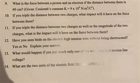 Solved What Is The Force Between A Proton And An Electron If