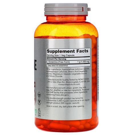 Now Foods Sports L Glutamina 1000 Mg Wellnessere