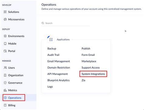 Manage System Integrations Zoho Creator Help