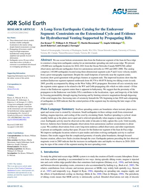 Pdf A Long‐term Earthquake Catalog For The Endeavour Segment