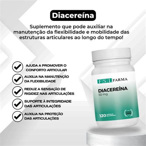 Diacereína 50mg 120 Cápsulas Manipulada Saúde E Bem Estar Fsl Farma