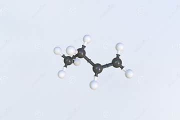 Molecule Of Butene Isolated Molecular Model 3d Rendering Stock